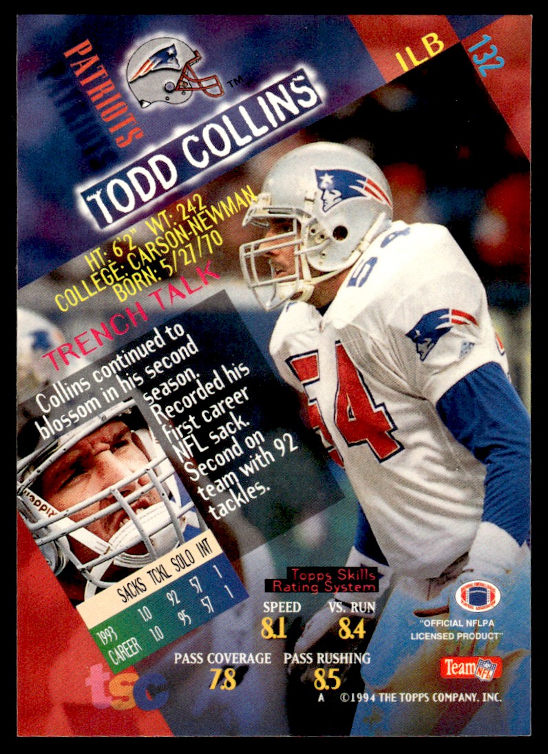 1994 Stadium Club Todd Collins #132 on Kronozio