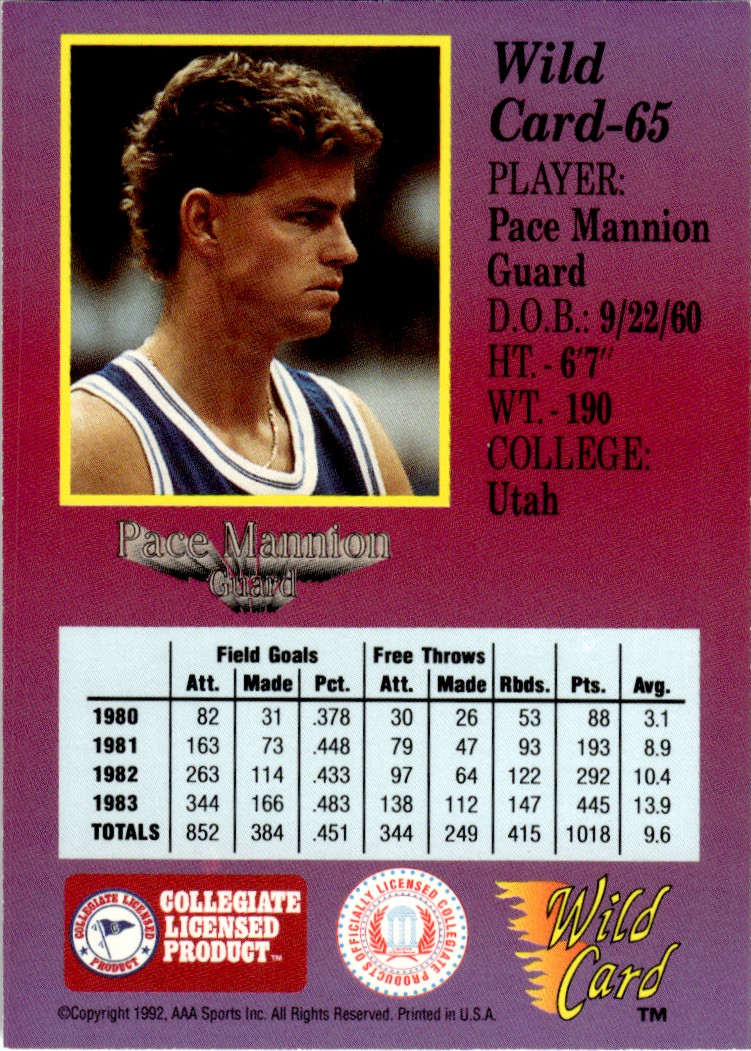 1991-92 Wild Card Pace Mannion #65 on Kronozio