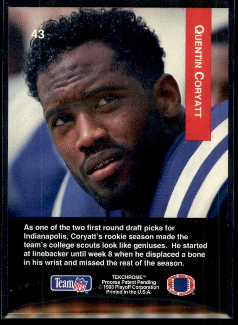 1993 Playoff Quentin Coryatt #43 on Kronozio