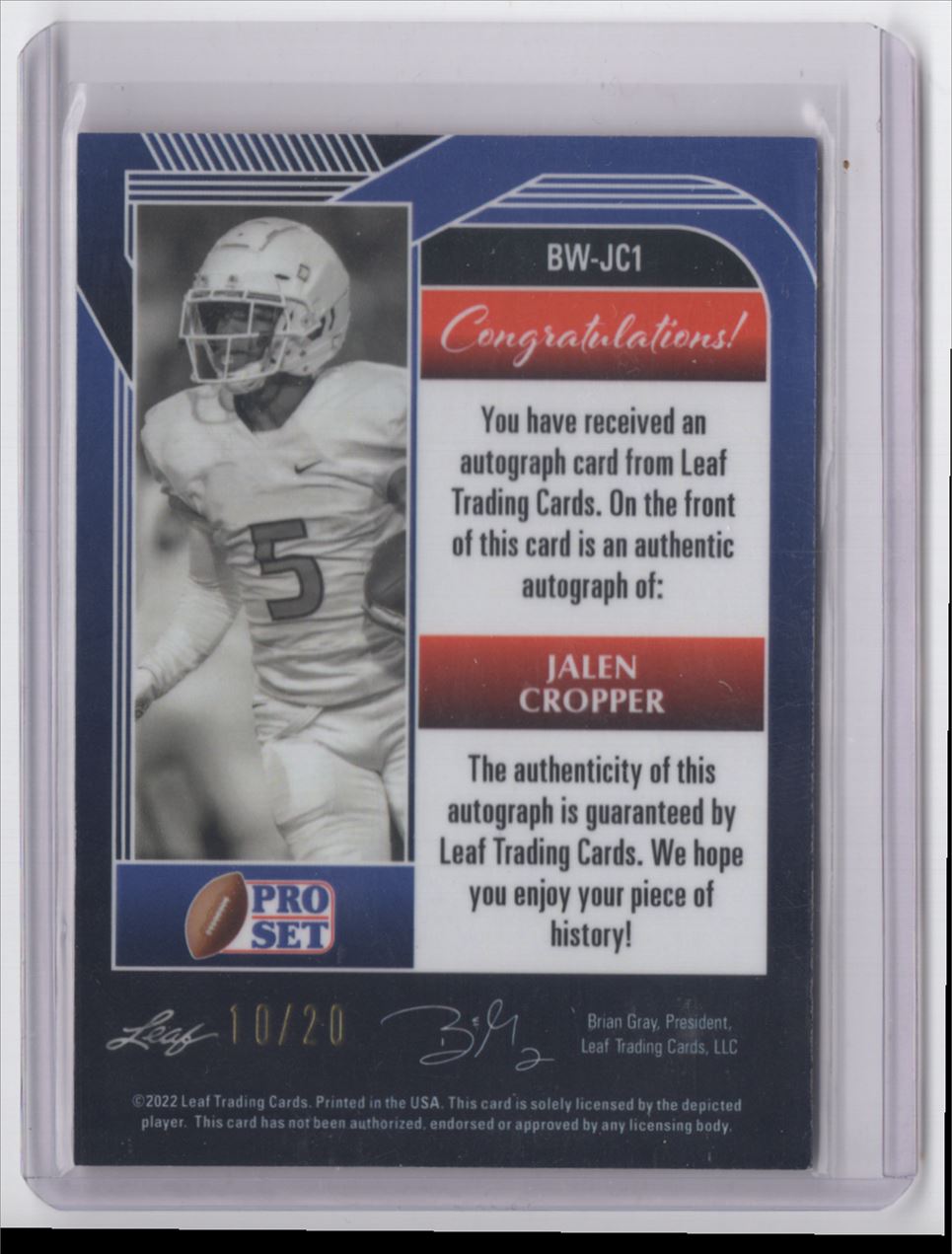 2022 Leaf Pro Set Metal Black & White Wave Pink Jalen Cropper #BW-JC1 ...