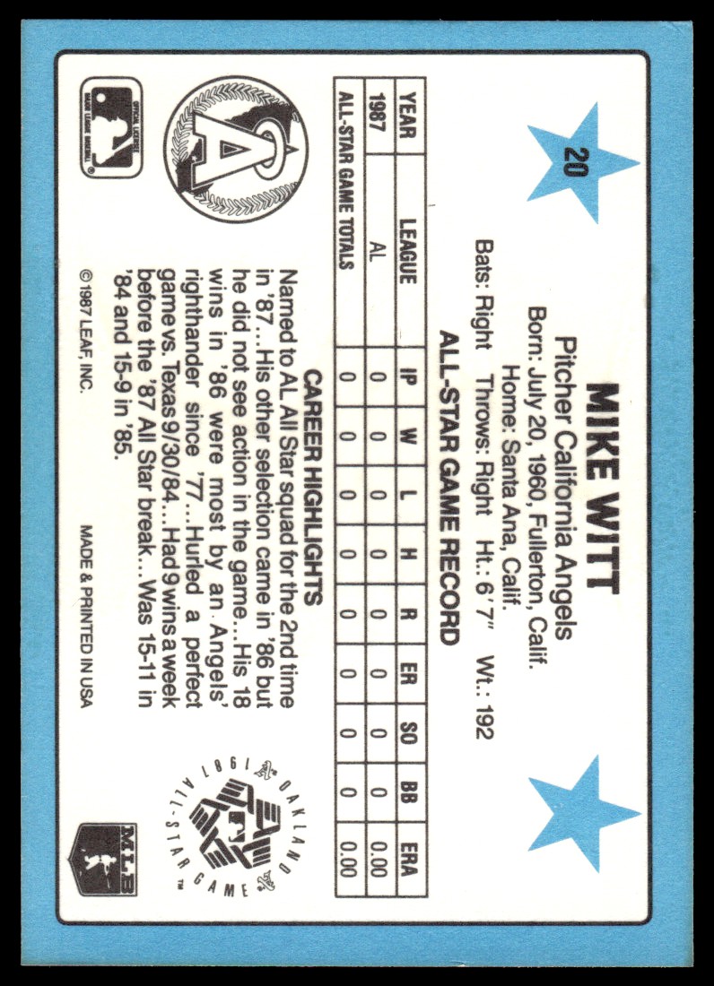 1988 Donruss Mike Witt #20 on Kronozio