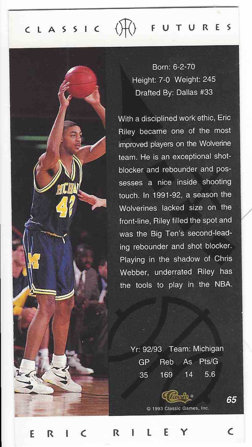 1993-94 Classic Futures Eric Riley #65 on Kronozio