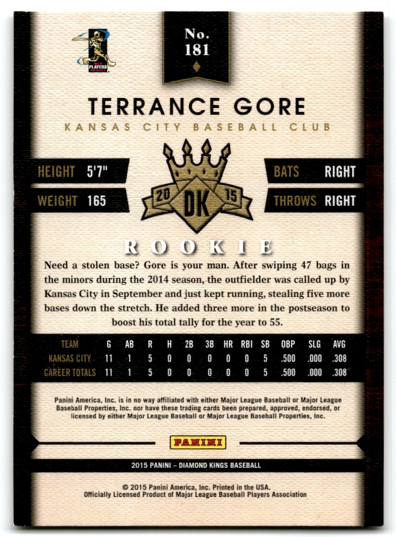 2015 Panini Diamond Kings Terrance Gore #181 on Kronozio