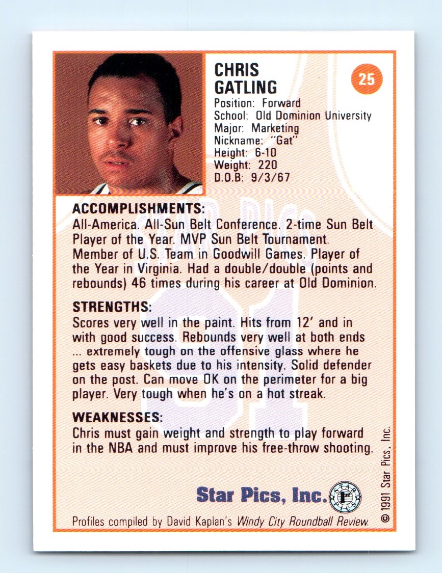 1991-92 Star Pics Chris Gatling #25 on Kronozio
