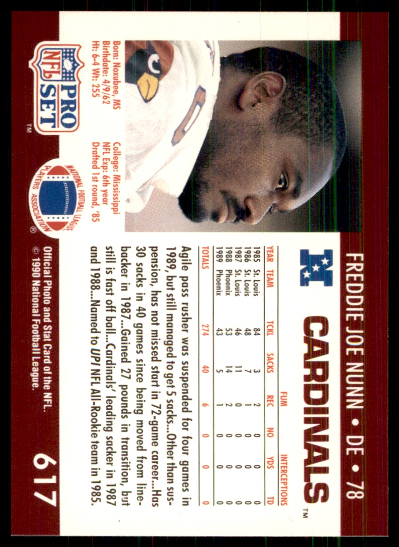1990 Pro Set Freddie Joe Nunn #617 on Kronozio