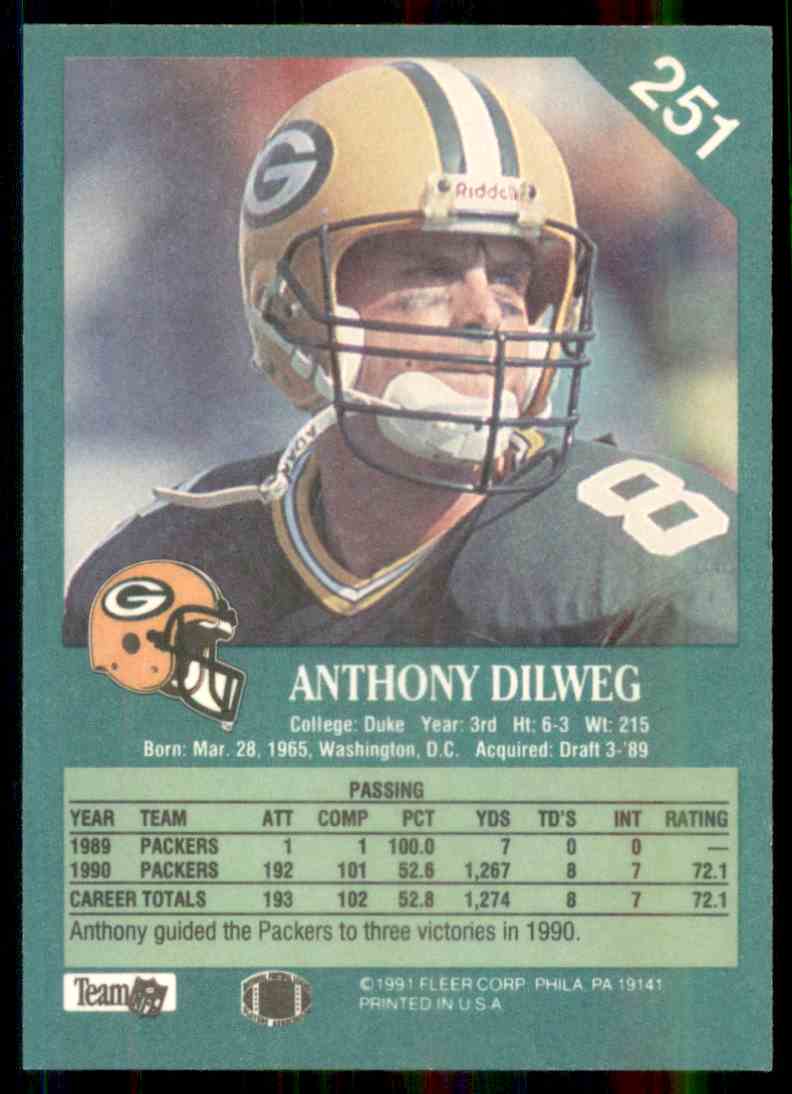 1991 Fleer Anthony Dilweg #251 on Kronozio