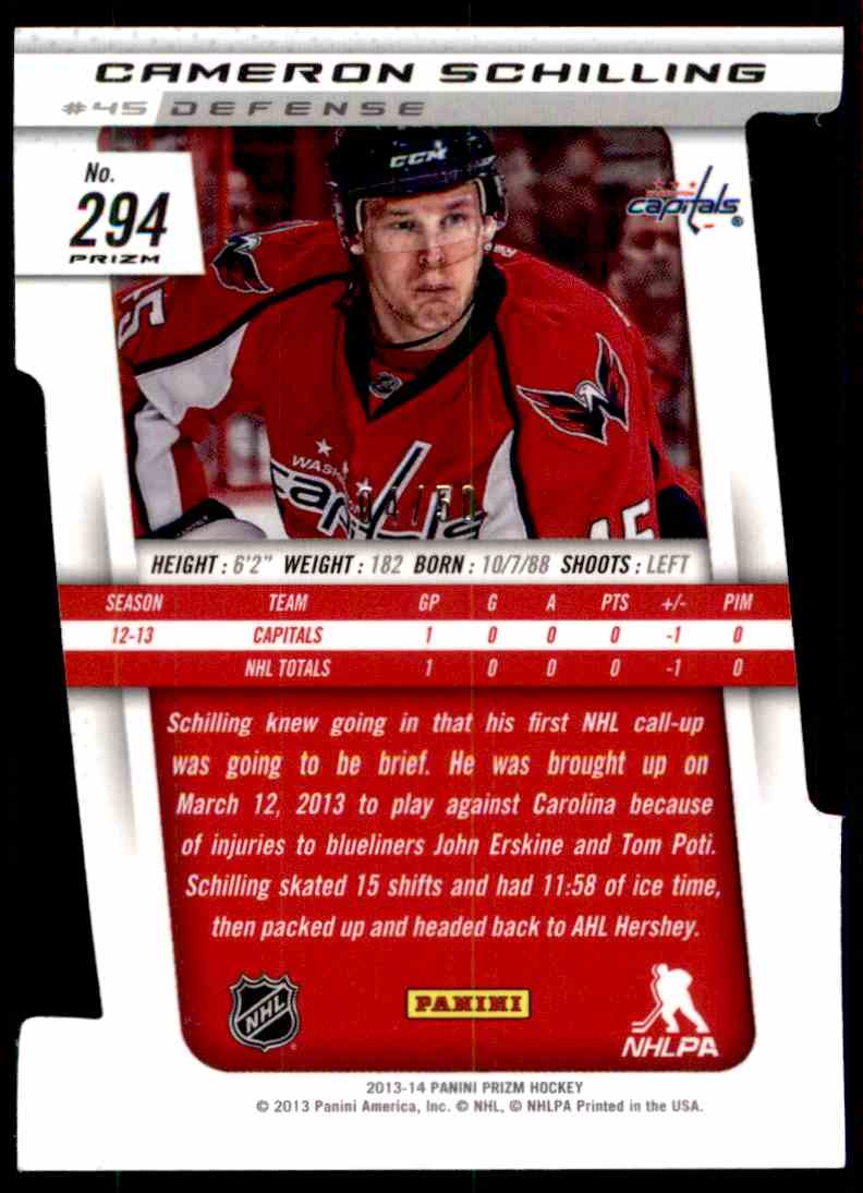 2013-14 Prizm Prizms Orange Die-Cut Cameron Schilling #294 on Kronozio