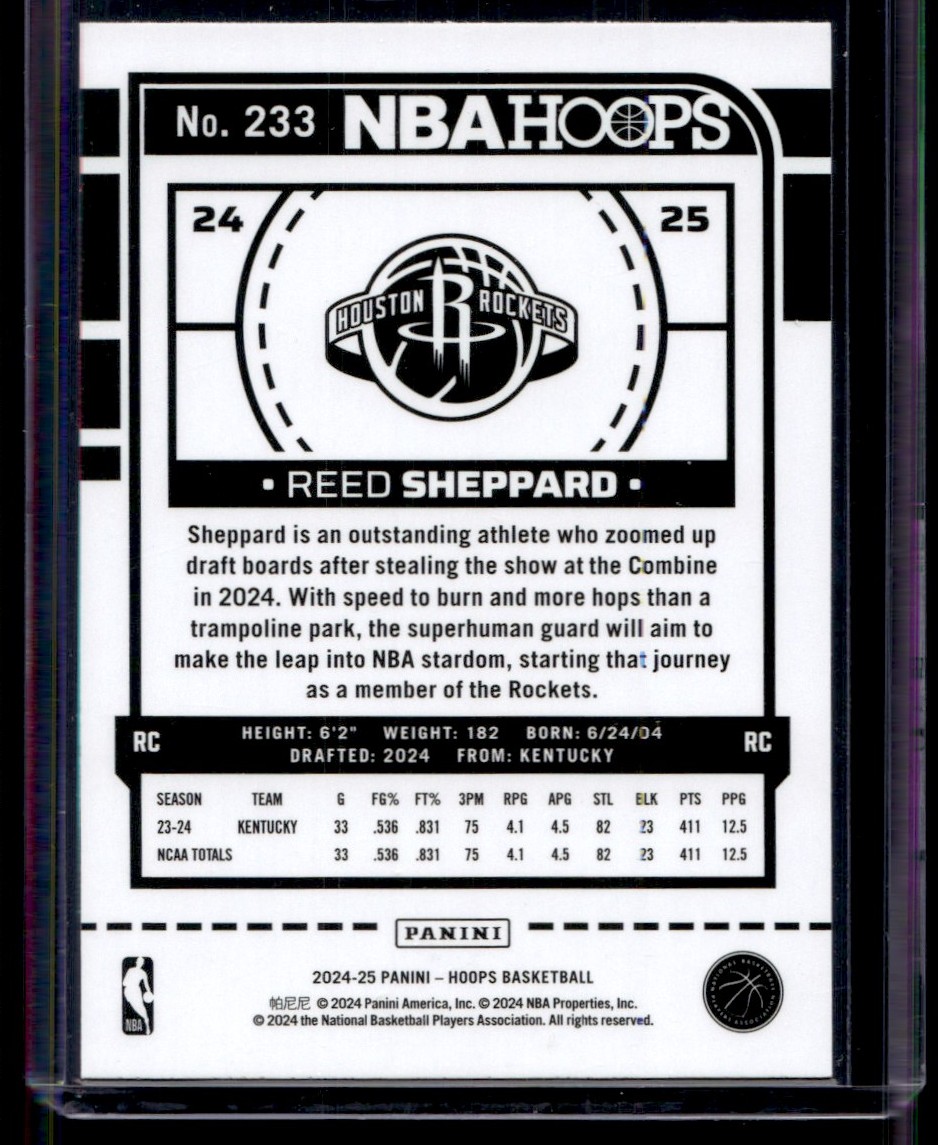 2024-25 Hoops Reed Sheppard #233 on Kronozio