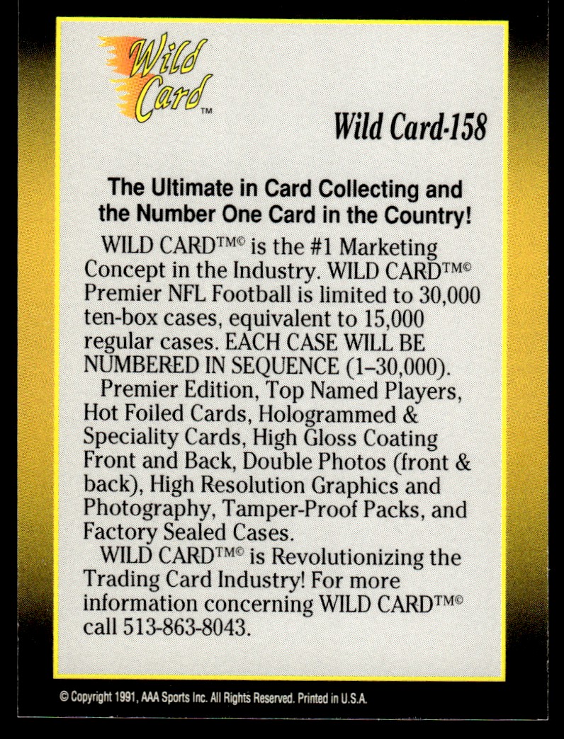 1991 Wild Card **! Checklist #2: 41-80 #158 on Kronozio