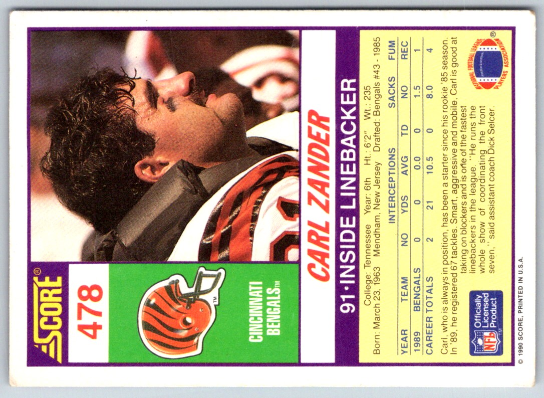 1990 Score Carl Zander #478 on Kronozio
