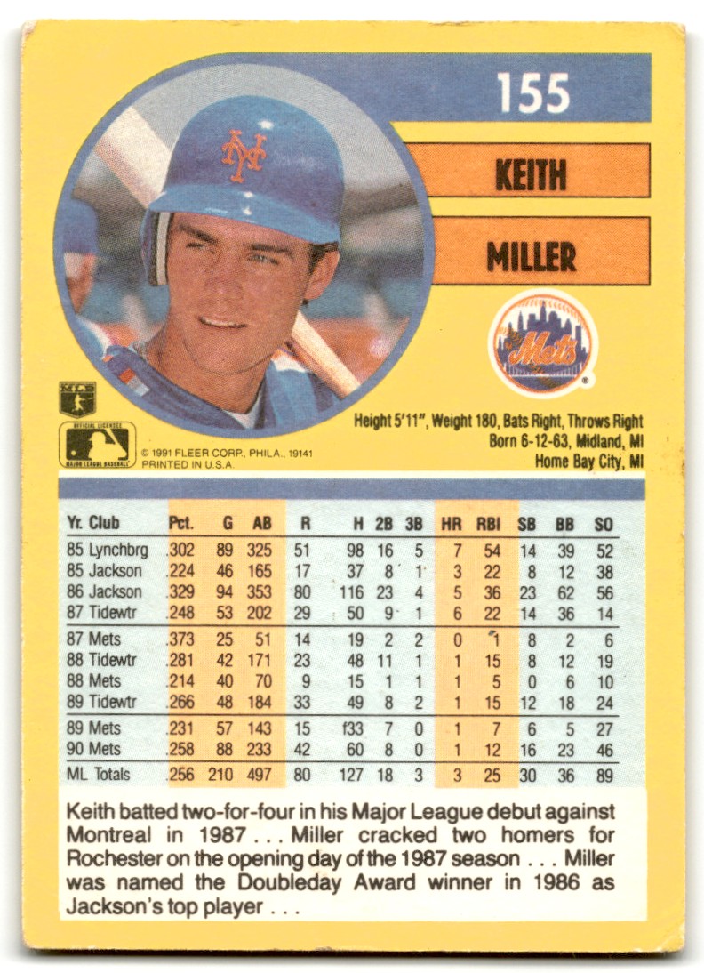 1991 Fleer Keith Miller #155 on Kronozio