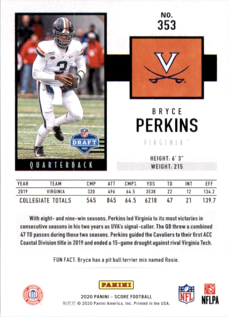 2020 Score Bryce Perkins #353 on Kronozio