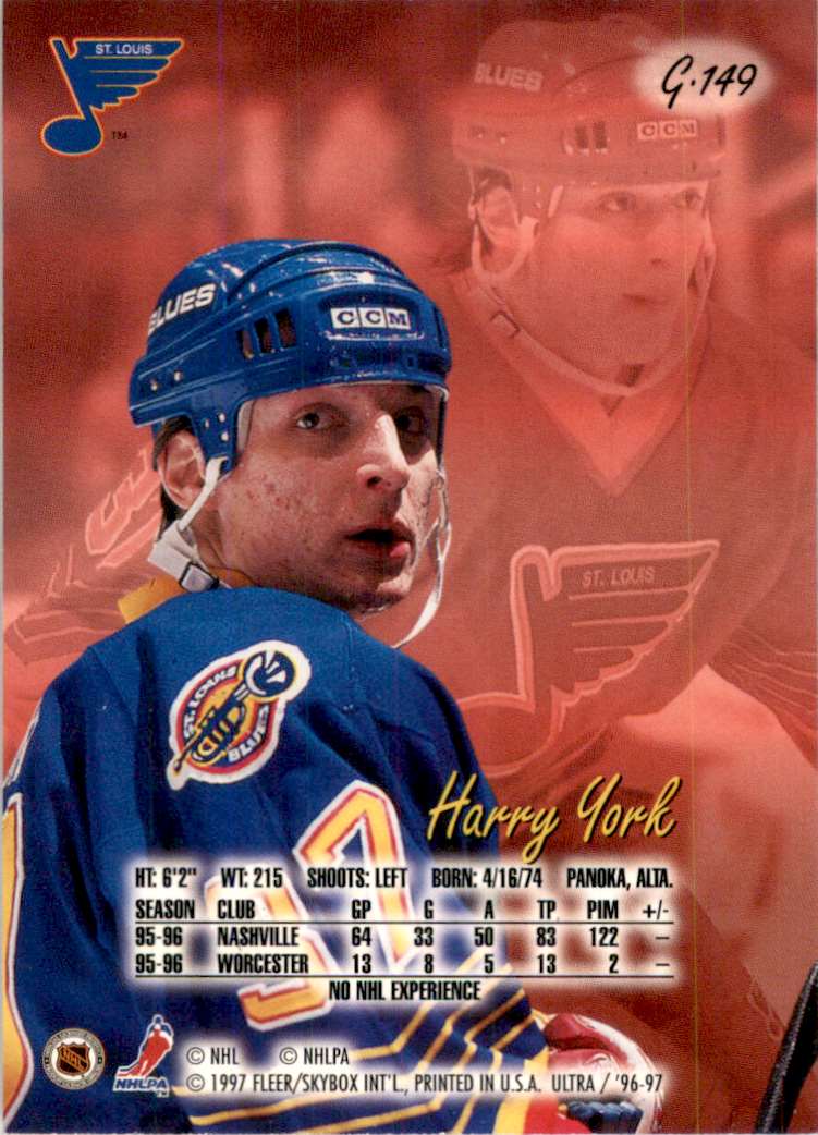 1996-97 Ultra Gold Medallion Harry York #G149 on Kronozio