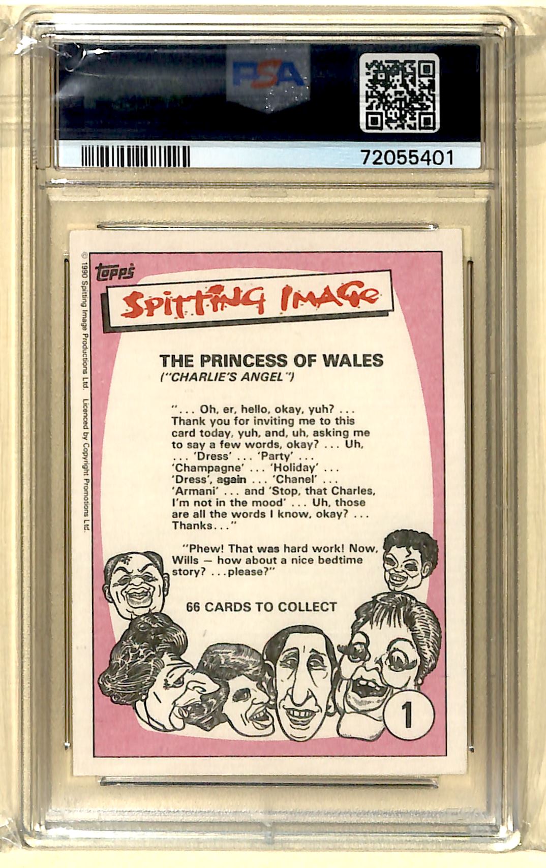 1990 Topps Spitting Image Princess of Wales #1 on Kronozio