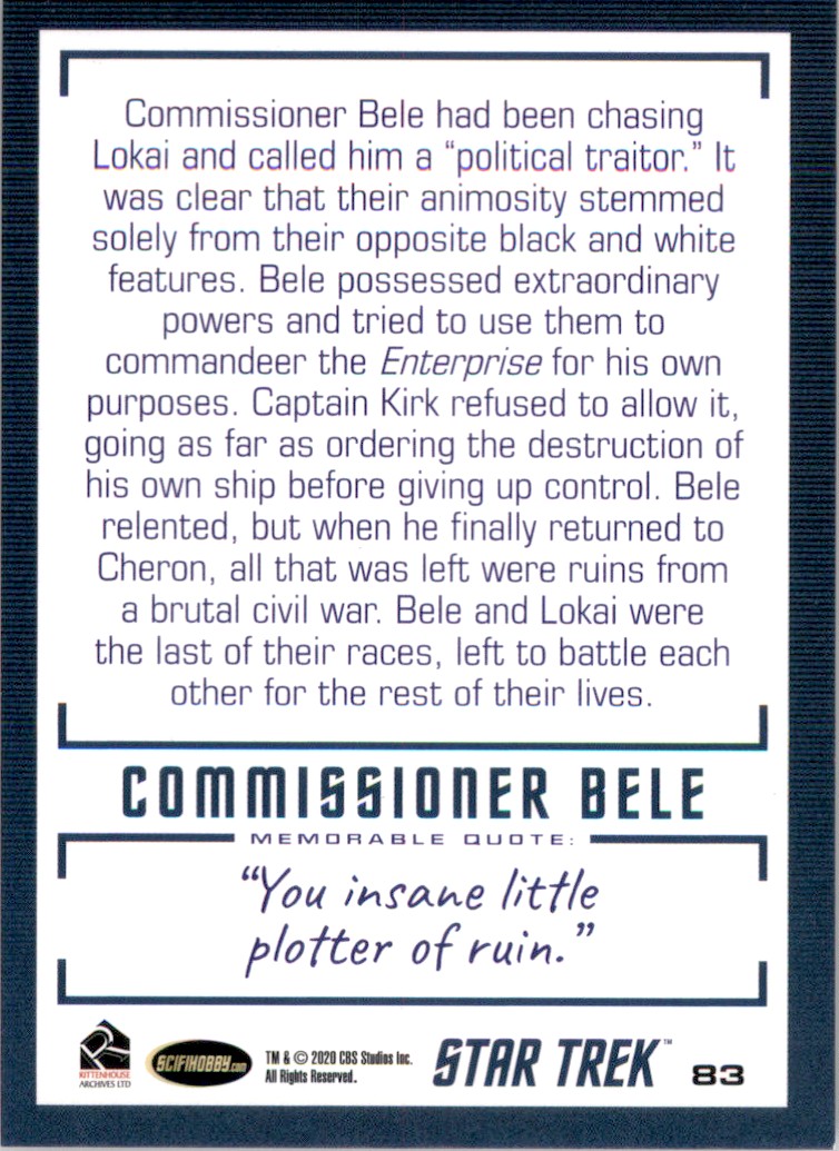 2020 Star Trek The Original Series Archives and Inscriptions Bele in ...