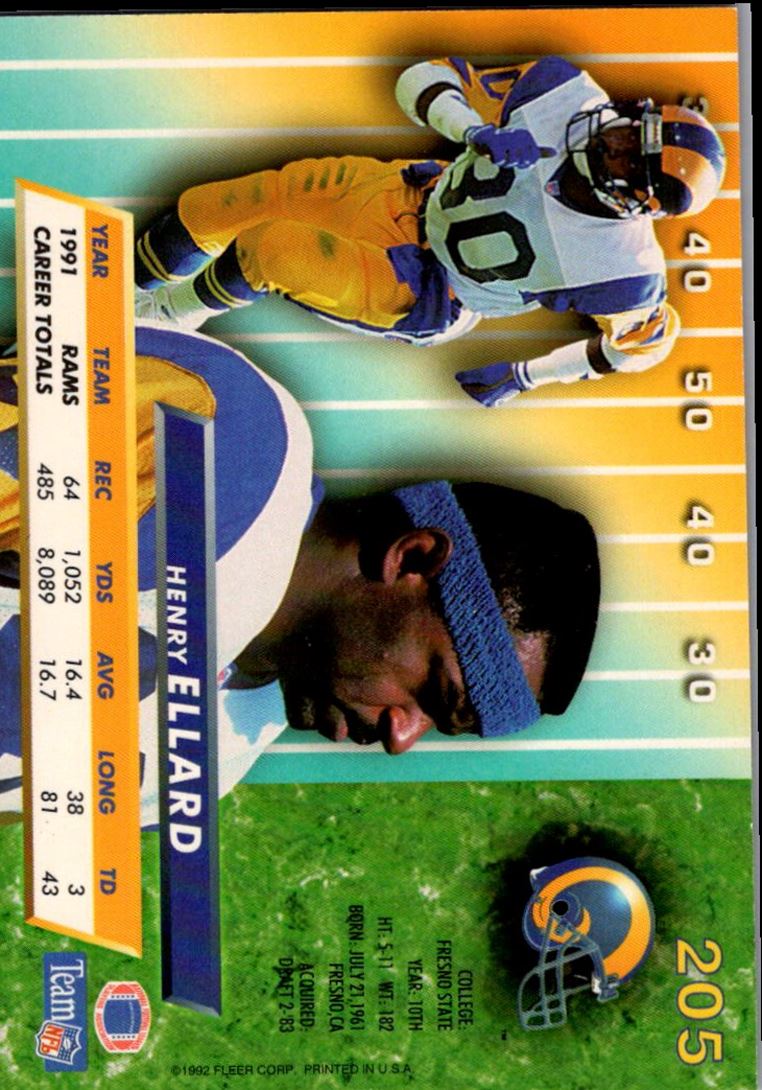 1992 Carl's Jr. Los Angeles Rams Henry Ellard #4 on Kronozio