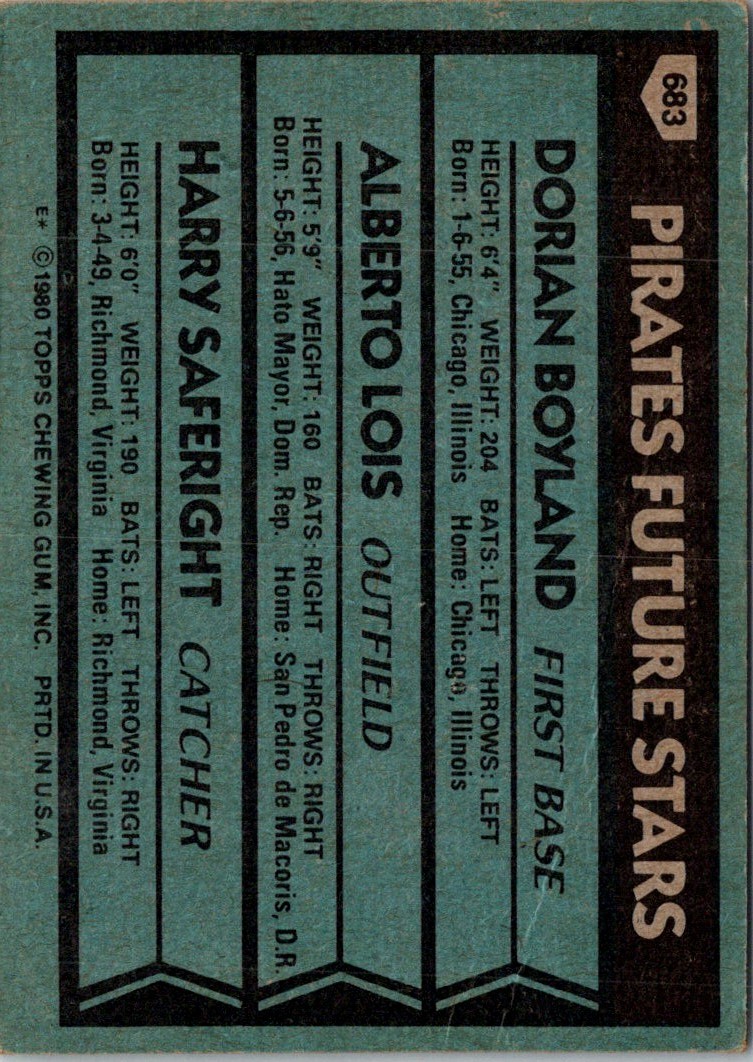 1980 Topps Pirates Future Stars - Dorian Boyland/Alberto Lois/Harry ...