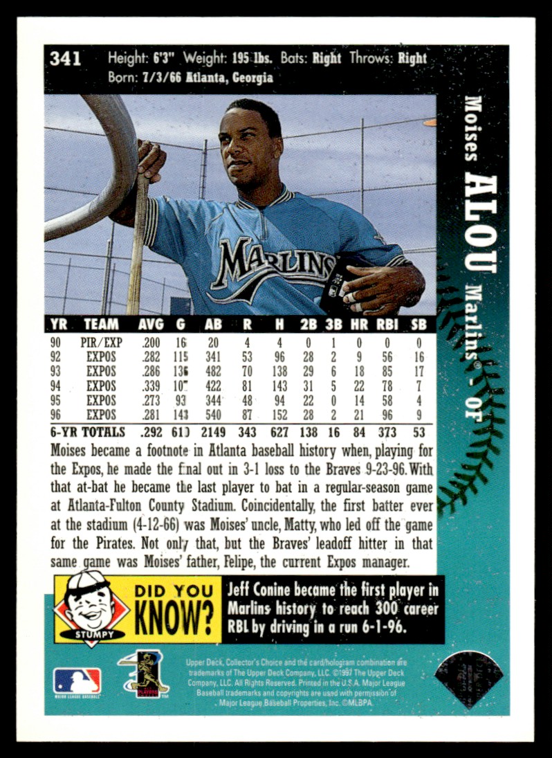 1997 Collector's Choice Moises Alou #341 on Kronozio