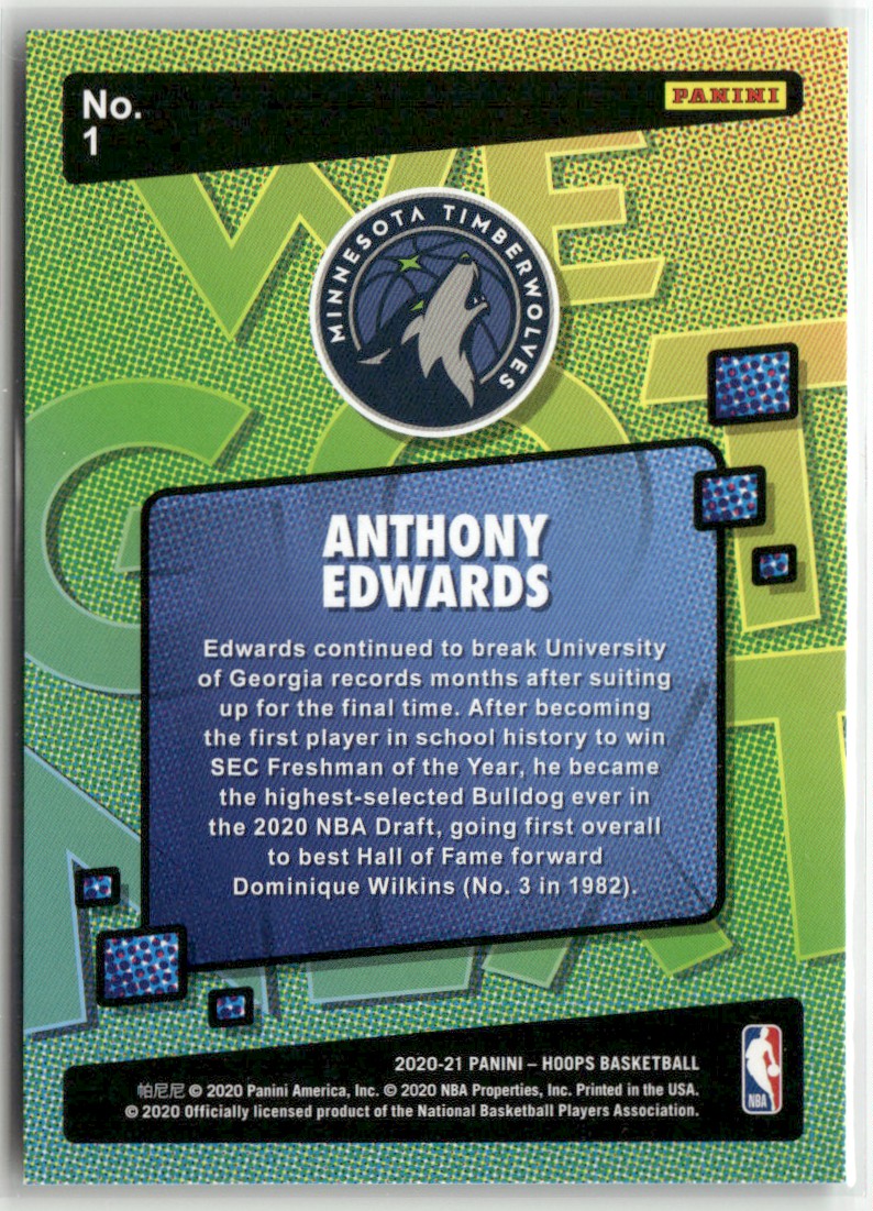 2020-21 Hoops Anthony Edwards #1 on Kronozio