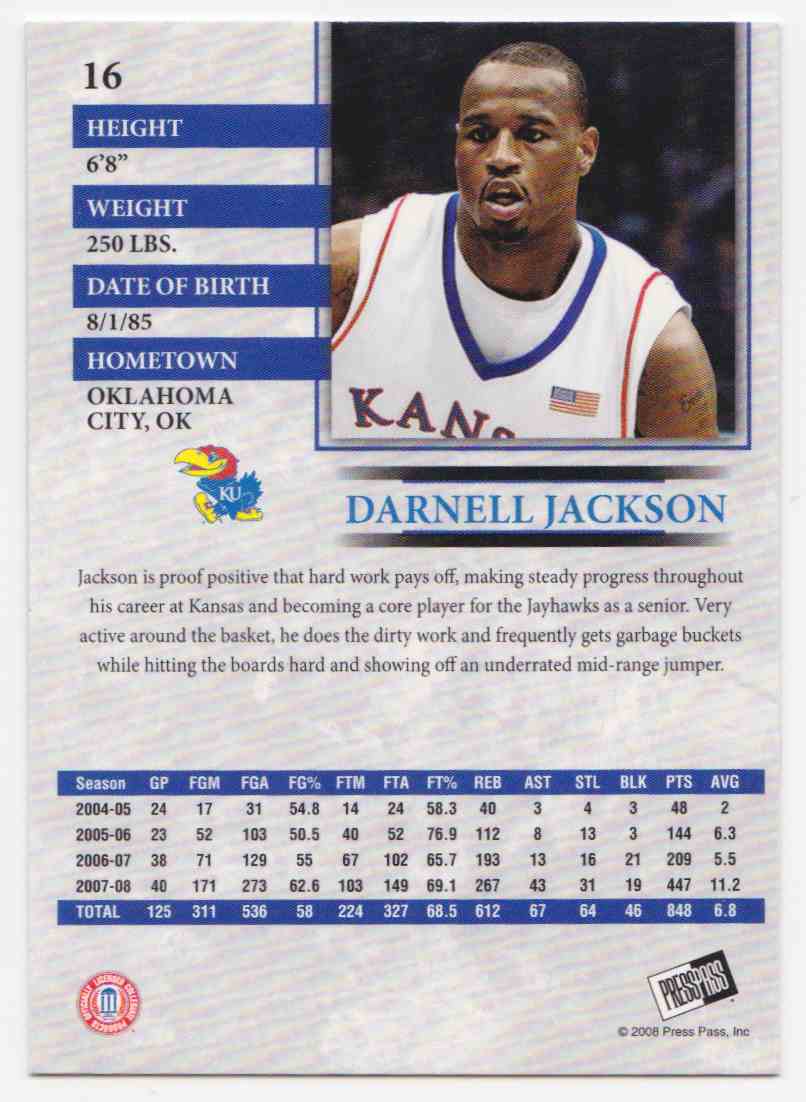 2008-09 Press Pass Base Darnell Jackson #16 on Kronozio