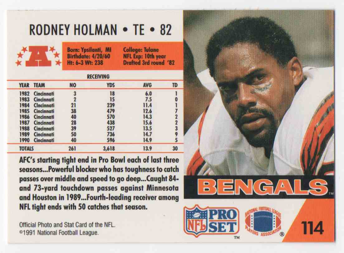 1991 Pro Set Rodney Holman #114 on Kronozio