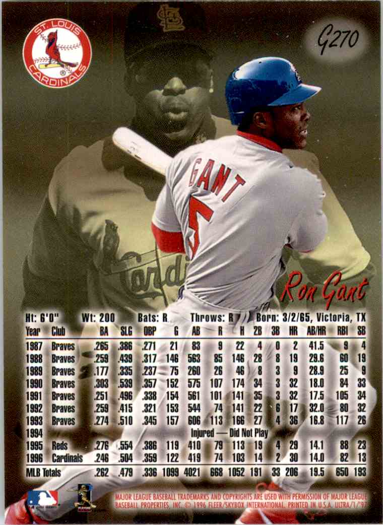 1997 Ultra Gold Medallion Ron Gant #270 on Kronozio