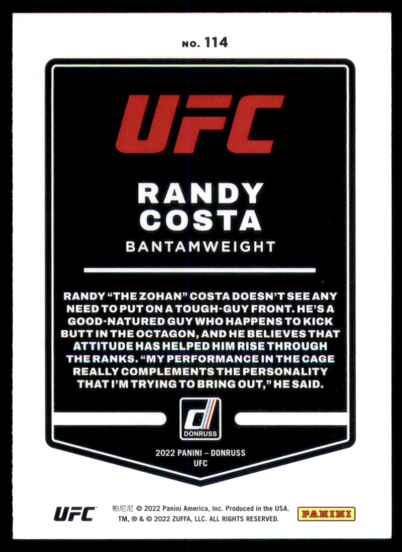 2022 Donruss UFC Randy Costa #114 on Kronozio