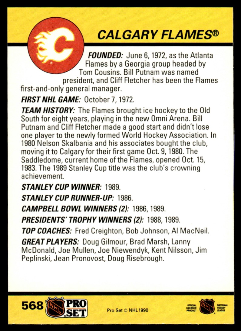 1990-91 Pro Set Calgary Flames Logo #568 on Kronozio