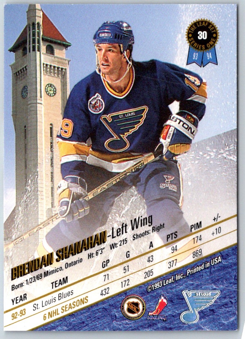 1993-94 Leaf Brendan Shanahan #30 on Kronozio