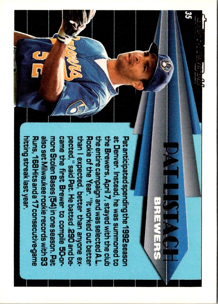 1993 Topps Black Gold Pat Listach #35 on Kronozio