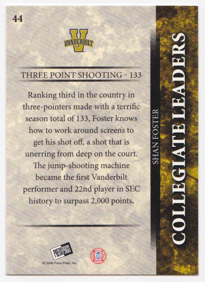 2008-09 Press Pass Base Shan Foster #44 on Kronozio