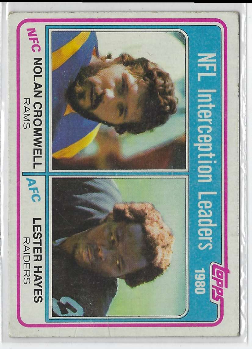 1981 Topps 1980 Interception Leaders - Nolan Cromwell/Lester Hayes #5 ...