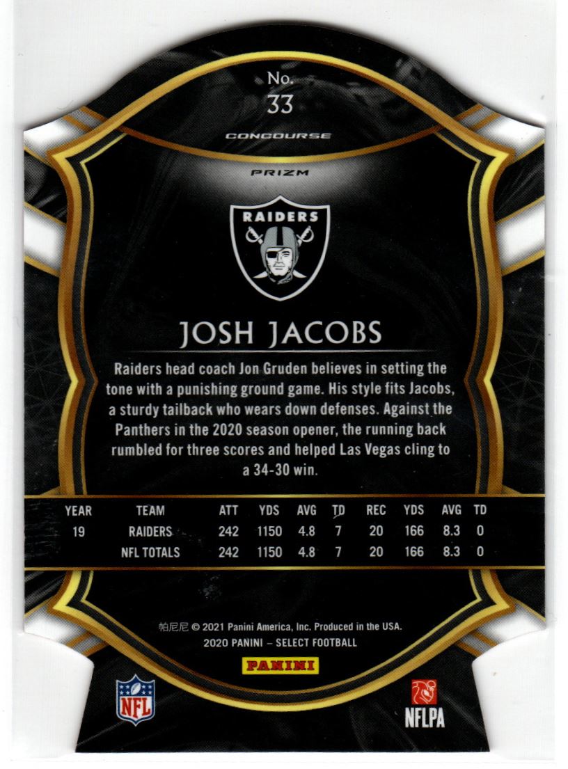2020 Panini Select Josh Jacobs #33 on Kronozio