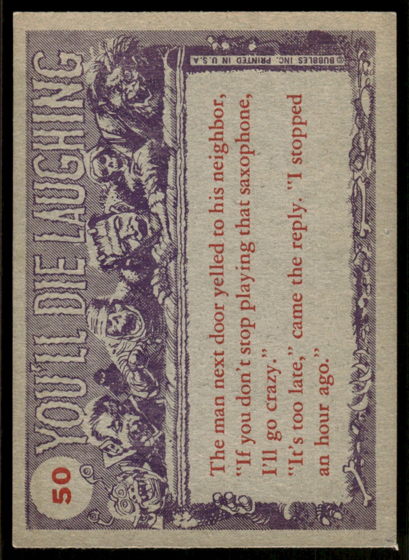 1959 Topps Bubbles You'll Die Laughing Card #50 #50 on Kronozio