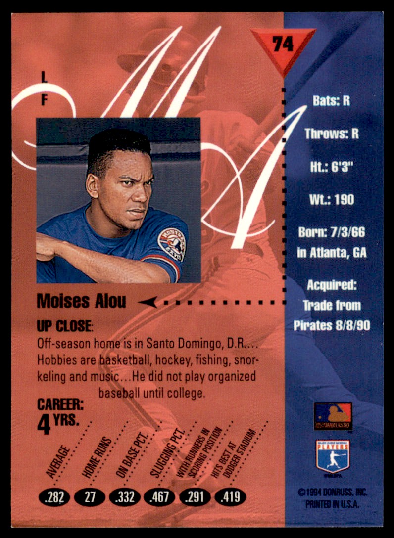 1994 Studio Moises Alou #74 on Kronozio
