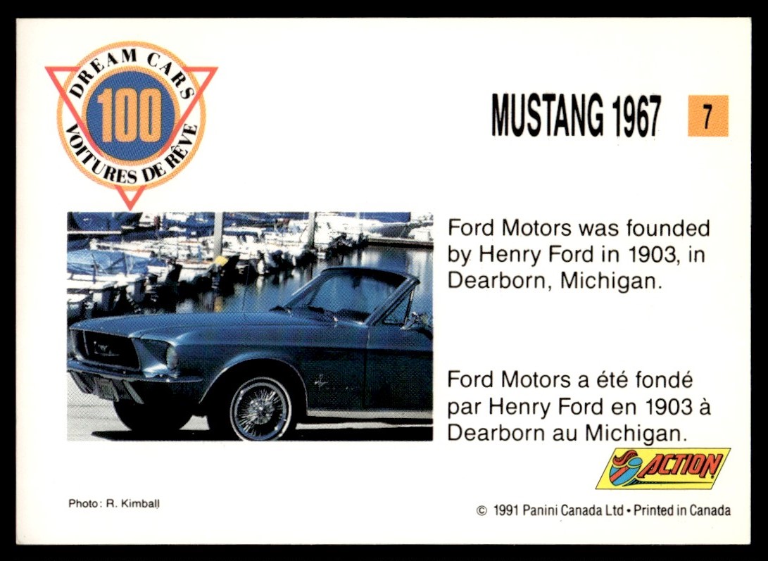 1991 dream car panini mustang 1967 #7 on Kronozio