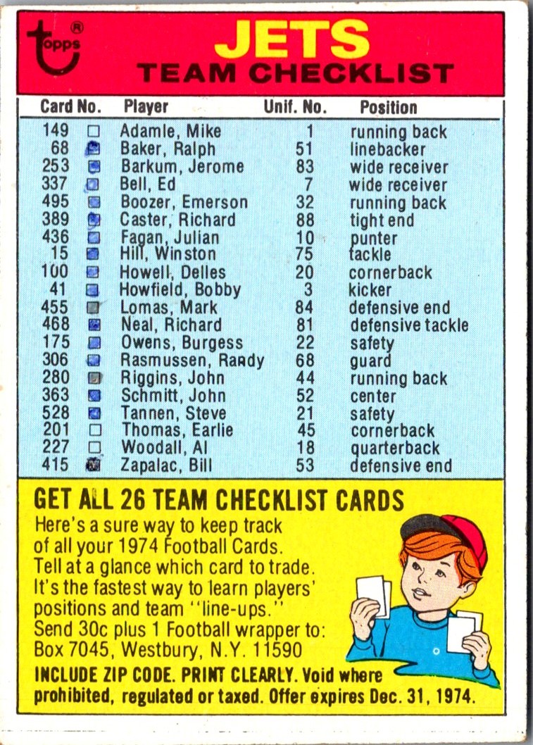 1974 Topps Team Checklists Checklist Los Angeles Rams #NNOB on Kronozio