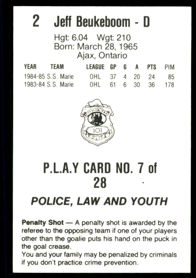 1985-86 Nova Scotia Oilers Jeff Beukeboom #7 on Kronozio