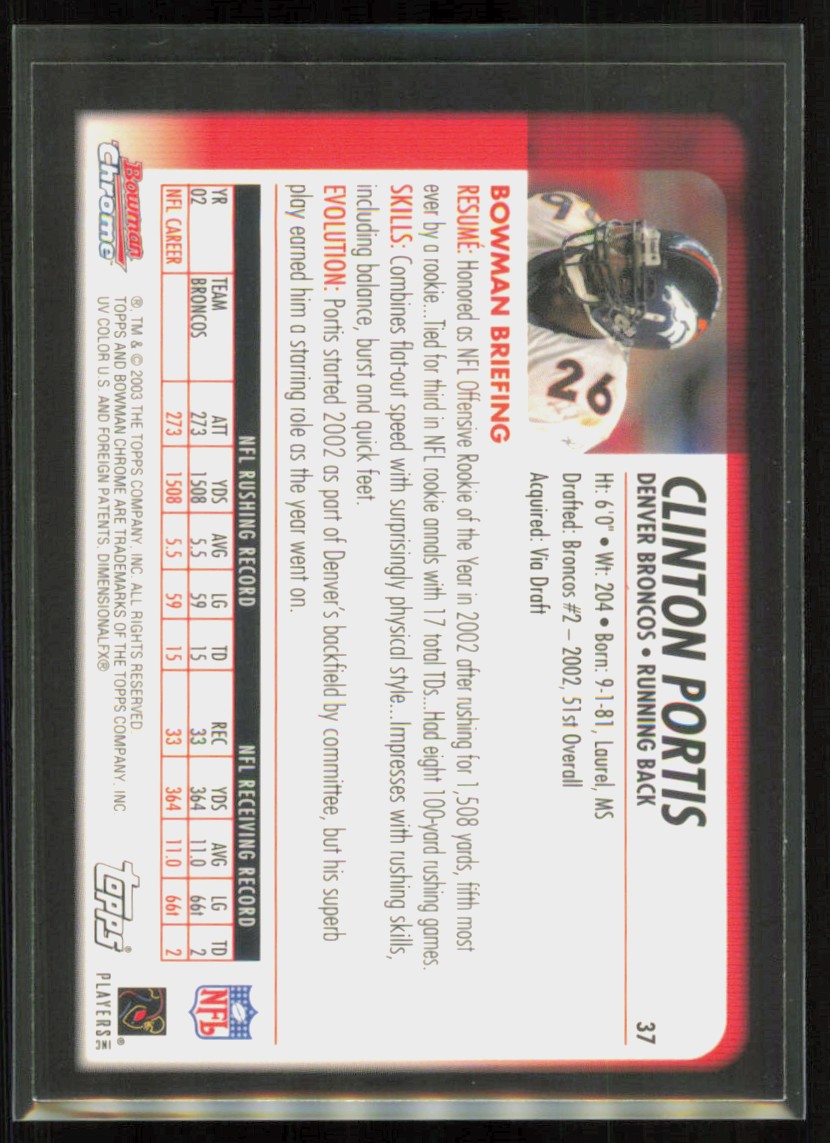 2003 Bowman Chrome Clinton Portis #37 on Kronozio