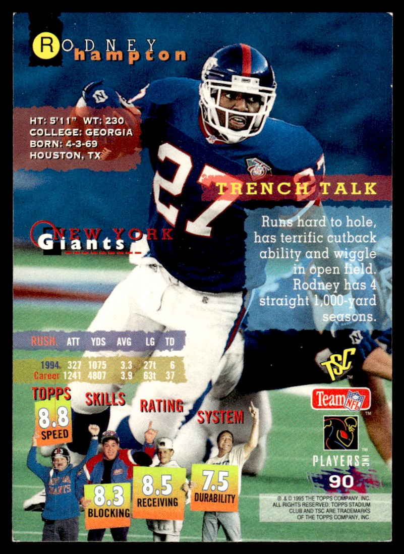 1995 Summit Backfield Stars Rodney Hampton #5 on Kronozio
