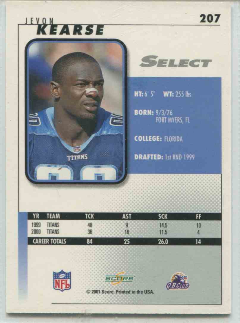 2001 Score Select Jevon Kearse #207 on Kronozio