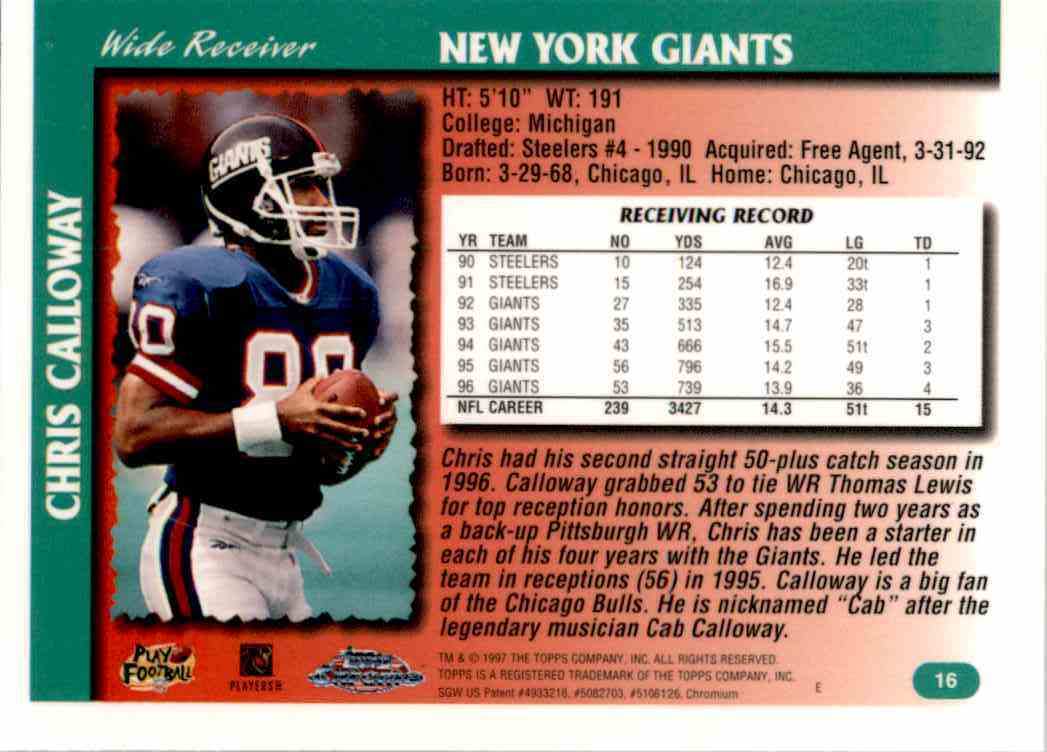 1997 Topps Chrome Chris Calloway #16 on Kronozio
