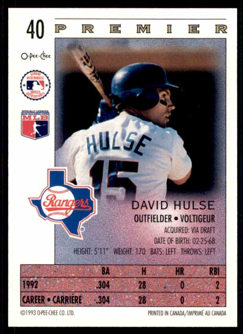 1993 Premier David Hulse #40 on Kronozio