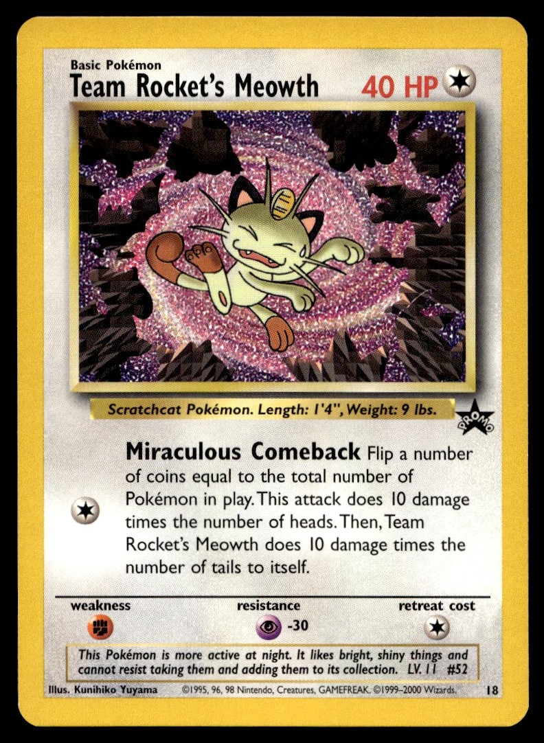 2000 Promos - Wizards Black Star Team Rocket’s Meowth #18 on Kronozio
