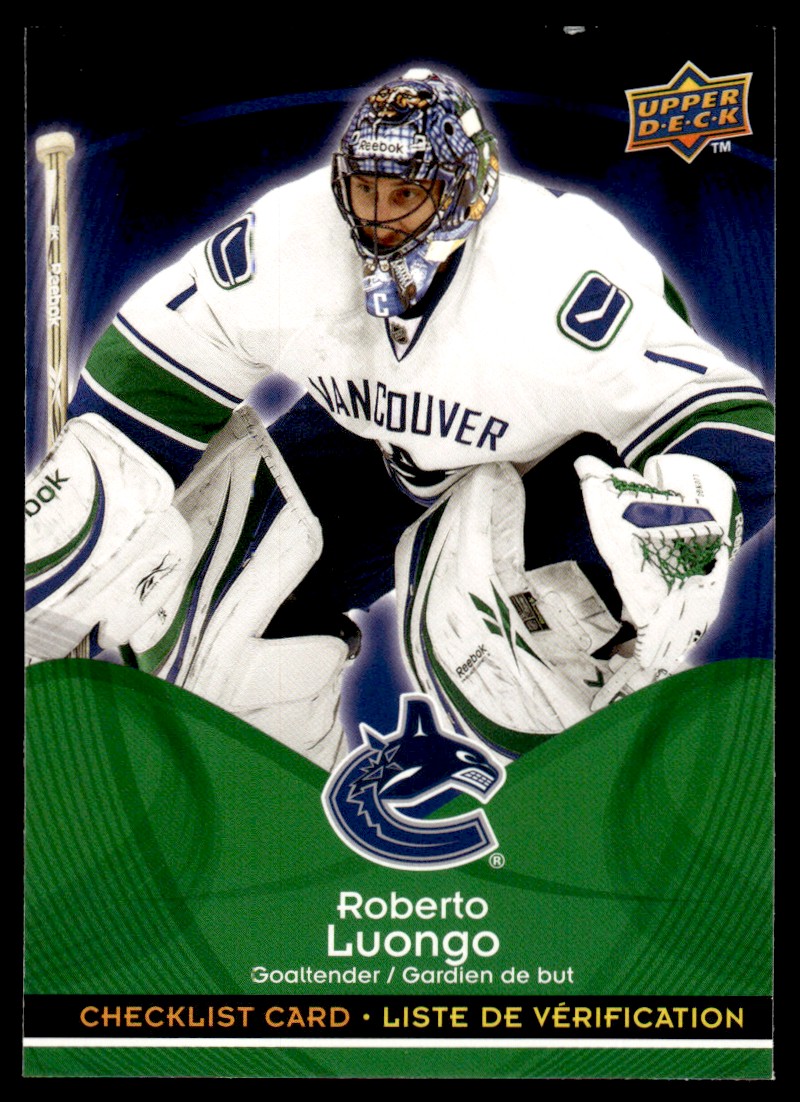 2009-10 Upper Deck McDonald's Checklists Checklist !!! Roberto Luongo # ...
