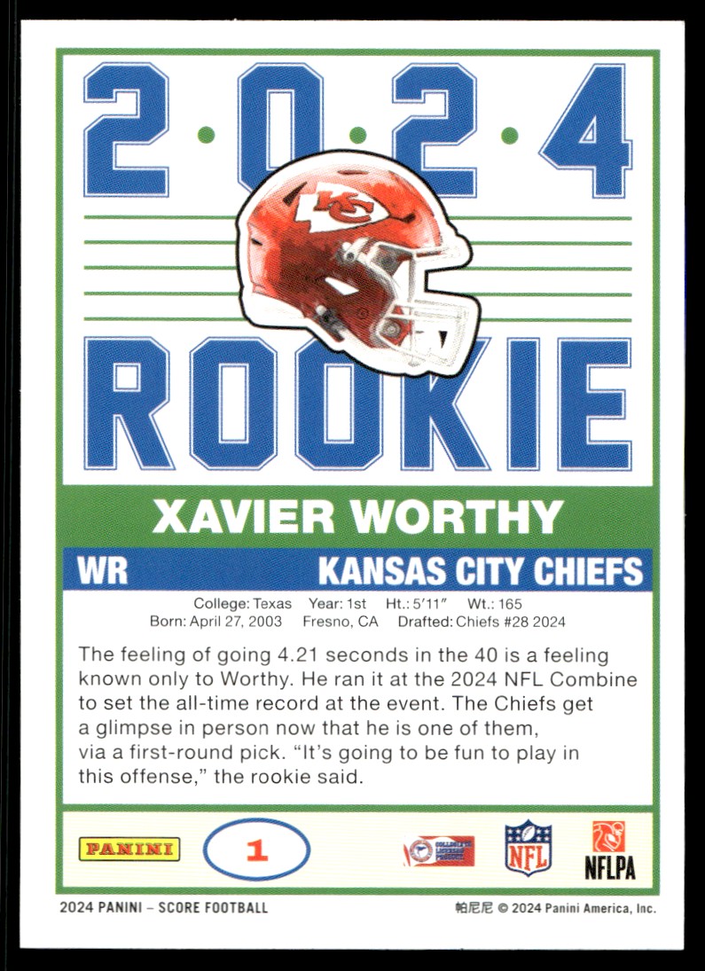 2024 Score 2024 Star Rookie Xavier Worthy #2 on Kronozio
