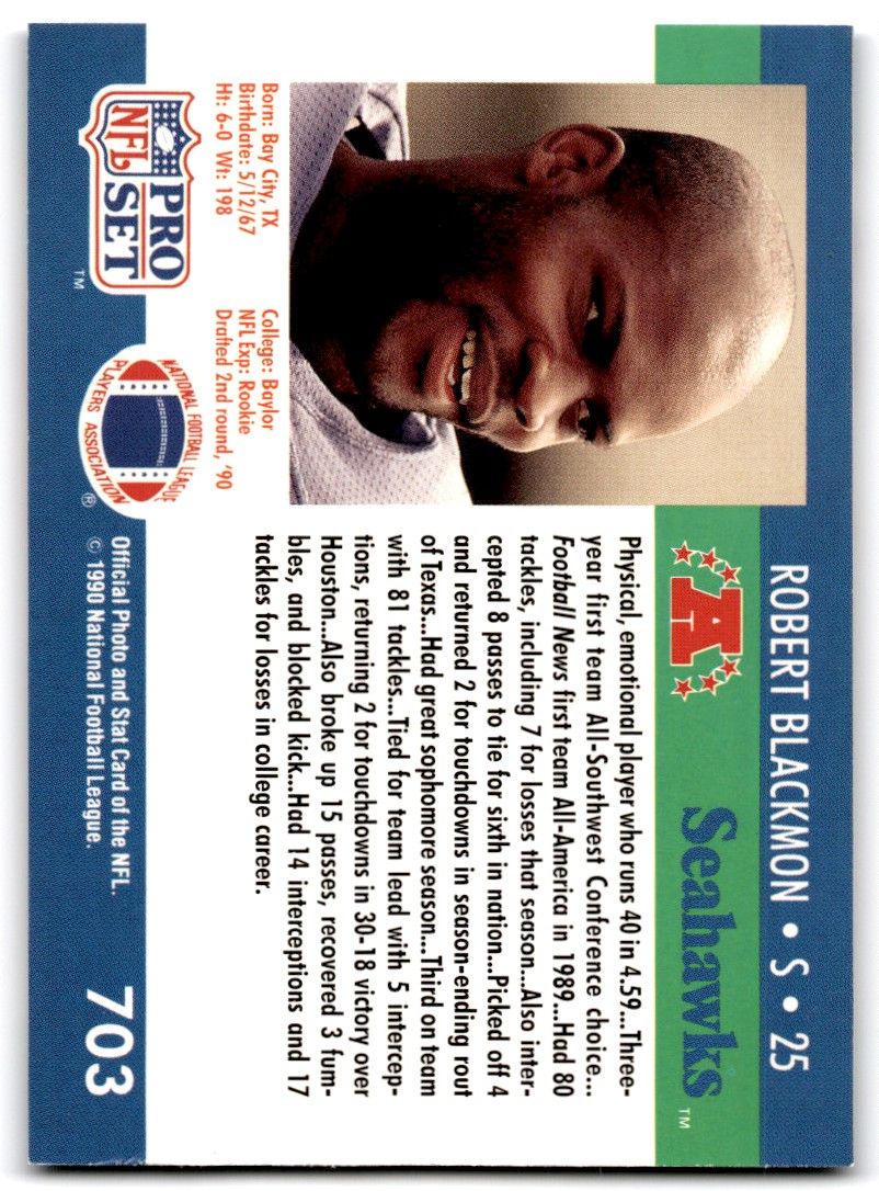 1990 Pro Set Robert Blackmon #703 on Kronozio