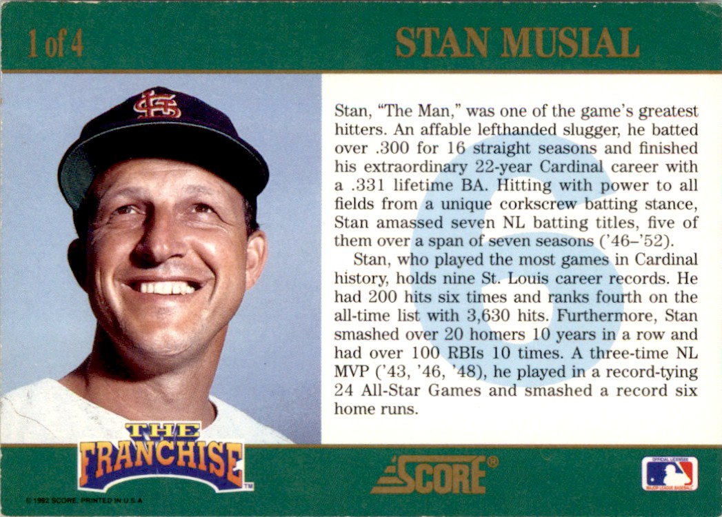 1992 Score The Franchise Stan Musial #1 on Kronozio