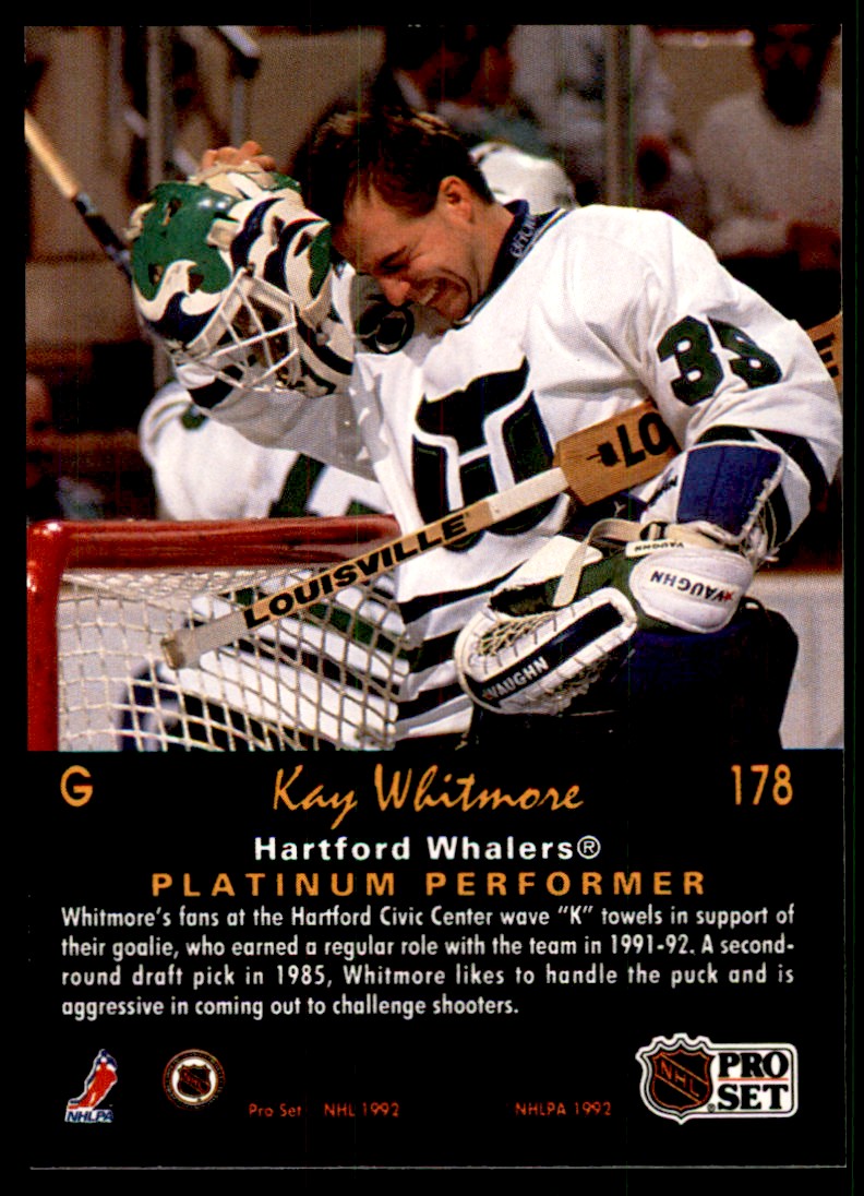 1991-92 Pro Set Platinum Kay Whitmore Hartford Whalers #178 | eBay