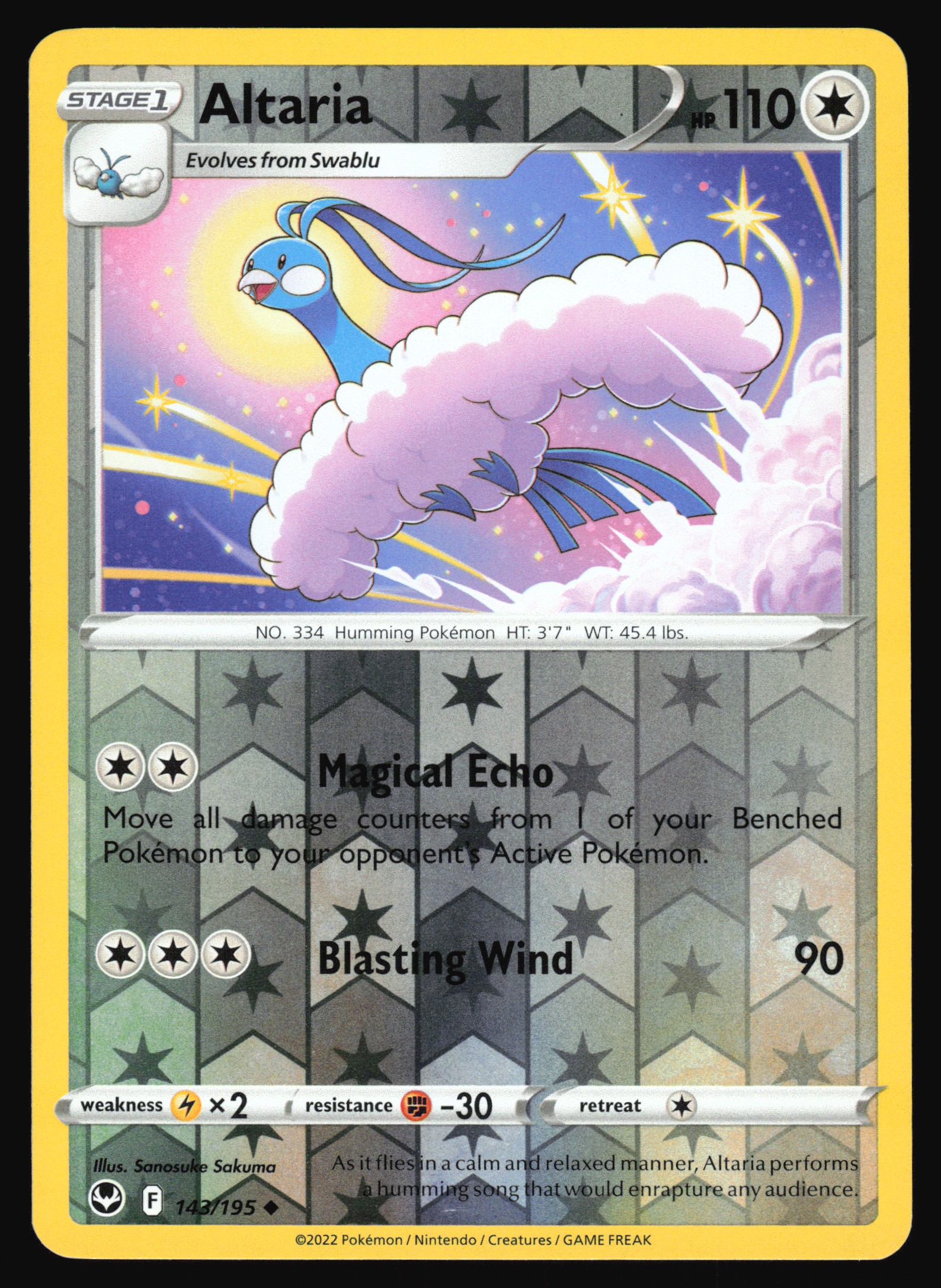 2022 Pokemon Silver Tempest Altaria on Kronozio